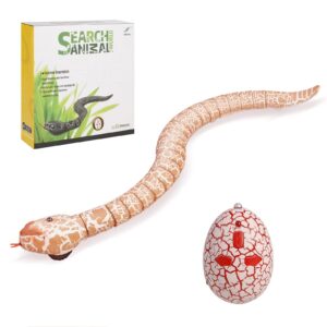 giveme5 16" long rechargeable remote control rc snake toy realistic cobra snake toy fake snake prank halloween for kids play (orange)