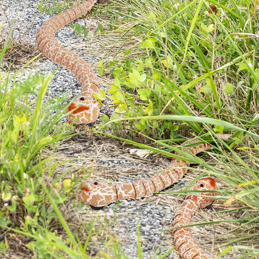 Giveme5 16" Long Rechargeable Remote Control RC Snake Toy Realistic Cobra Snake Toy Fake Snake Prank Halloween for Kids Play (Orange)