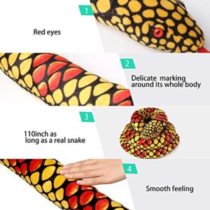 MUOVE Snake Stuffed Animal, Plush Large Snake Realistic Snake Toy, 110 inch Gifts for Kids