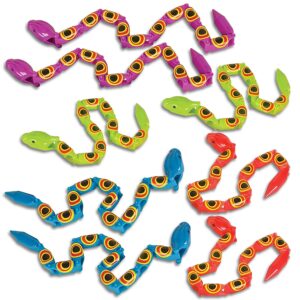 artcreativity jointed snake toys set of 12-15 inch long plastic snakes with joining pieces - great party favor - fidget toy for kids, gift idea for boys and girls, carnival prize - sensory toy