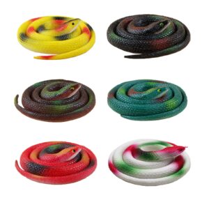 winbar realistic rubber snakes, 6pcs 29.5 inch realistic rubber snakes stretchy limbless replica reptiles flexible prank props for garden props and practical joke