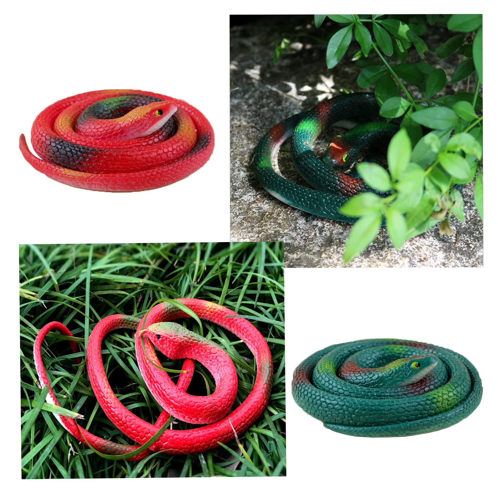 Winbar Realistic Rubber Snakes, 6PCS 29.5 inch Realistic Rubber Snakes Stretchy Limbless Replica Reptiles Flexible Prank Props for Garden Props and Practical Joke