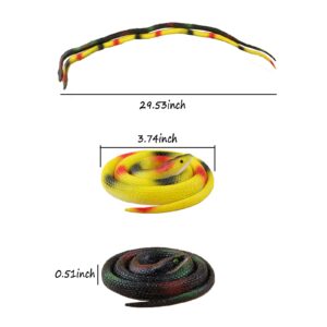 Winbar Realistic Rubber Snakes, 6PCS 29.5 inch Realistic Rubber Snakes Stretchy Limbless Replica Reptiles Flexible Prank Props for Garden Props and Practical Joke