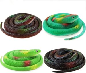 zzf-lya 4 packs realistic rubber snake set-plastic forest snakes realistic rubber snake assorted colorful fake snake figure keep birds, squirrels, rats away