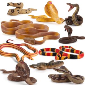 fantarea 10 pcs realistic wild life jungle animal action figures model figurines playset snake python model party favors supplies cake toppers set toys for boys girls kid toddlers