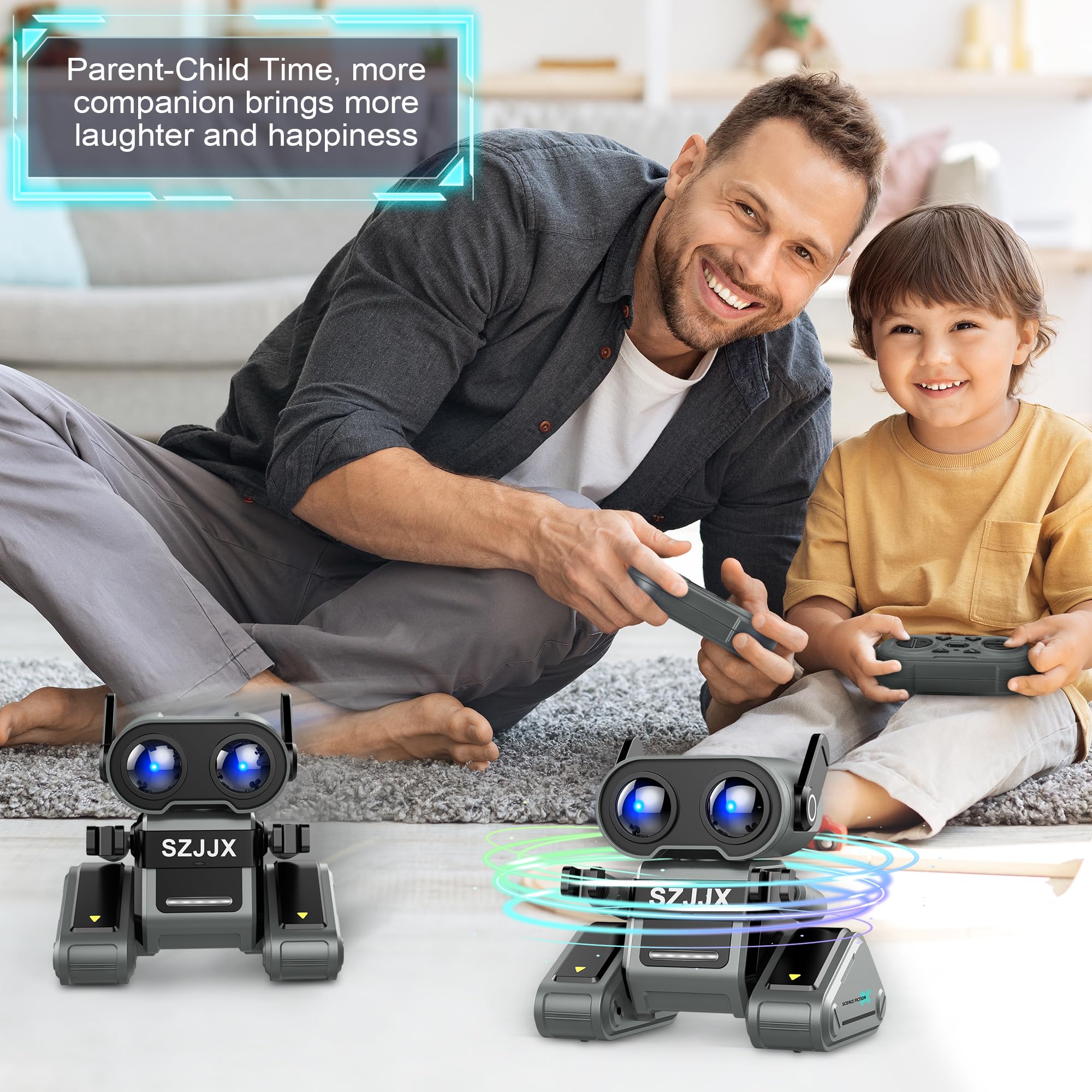 Robot Toys for Kids 3-5 5-7,Rechargeable Remote Control Robot Toy,Interactive Toy Robot for Kids with LED Eyes & Music & Dance,Intelligent Robots Toys Gifts for 3 4 5 6 7 8 Year Old Boys Girls (Grey)