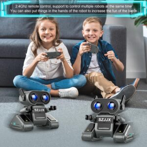 Robot Toys for Kids 3-5 5-7,Rechargeable Remote Control Robot Toy,Interactive Toy Robot for Kids with LED Eyes & Music & Dance,Intelligent Robots Toys Gifts for 3 4 5 6 7 8 Year Old Boys Girls (Grey)