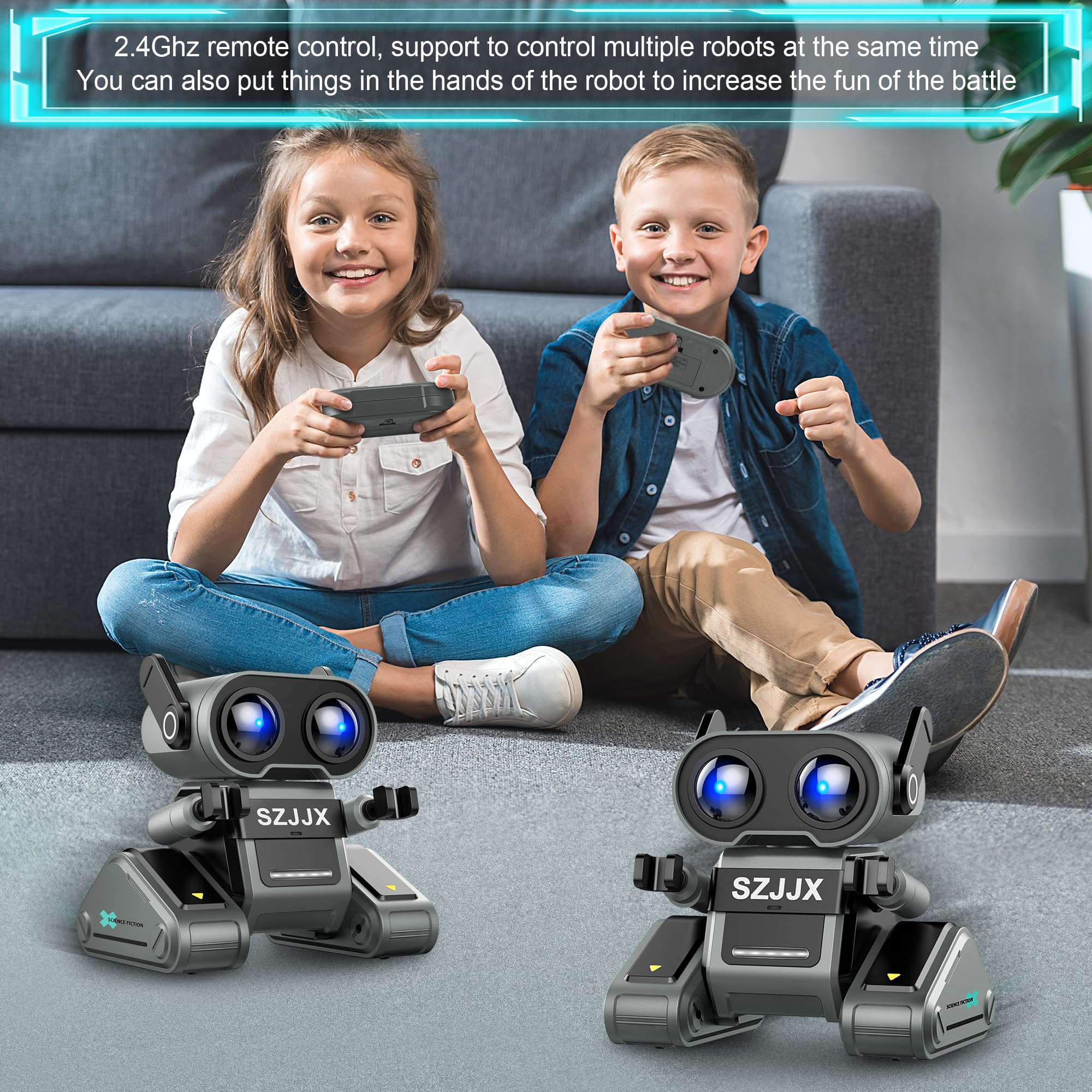 Robot Toys for Kids 3-5 5-7,Rechargeable Remote Control Robot Toy,Interactive Toy Robot for Kids with LED Eyes & Music & Dance,Intelligent Robots Toys Gifts for 3 4 5 6 7 8 Year Old Boys Girls (Grey)