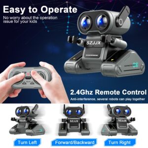 Robot Toys for Kids 3-5 5-7,Rechargeable Remote Control Robot Toy,Interactive Toy Robot for Kids with LED Eyes & Music & Dance,Intelligent Robots Toys Gifts for 3 4 5 6 7 8 Year Old Boys Girls (Grey)