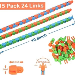 144pcs Random 24 Links Wacky Tracks Snap and Click Fidget Toys, Finger Sensory Toys, Snake Puzzles for Stress Relief, Party Bag Fillers, Party Favours, Random Color，Party Supplies，Carnival Gift