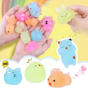 100 Pcs Mochi Squishy Toys for Party Favors for Kids Goodie Bags Stuffers, Squishies Mini Stress Relief Toys Glowing in The Dark for Christmas Party Favors Classroom Prizes Birthday Gifts for Kids