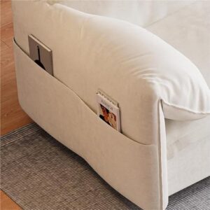 Eafurn Sleeper Couch Sofa Bed, Beige Velet 63.8" Queen with Side Pockets