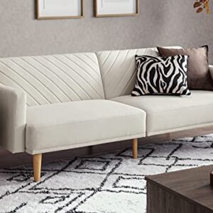 mopio Futon Sofa Bed, Couch, Small Sofa, Sleeper Sofa, Loveseat, Mid Century Modern Futon Couch, Sofa Cama, Couches for Living Room (Snow Velvet)