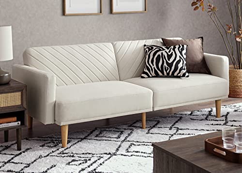 mopio Futon Sofa Bed, Couch, Small Sofa, Sleeper Sofa, Loveseat, Mid Century Modern Futon Couch, Sofa Cama, Couches for Living Room (Snow Velvet)