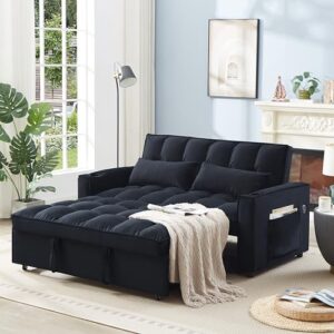 modern upholstered futon sofa loveseat convertible to nap sleeper couch bed,soft loveseat & sofabed for home office apartment small space living room napping