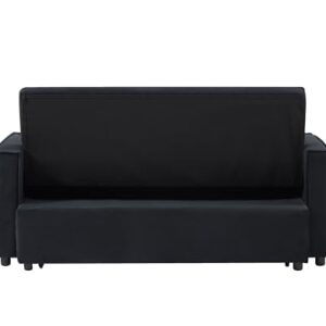 Modern Upholstered Futon Sofa Loveseat Convertible to Nap Sleeper Couch Bed,Soft Loveseat & Sofabed for Home Office Apartment Small Space Living Room Napping