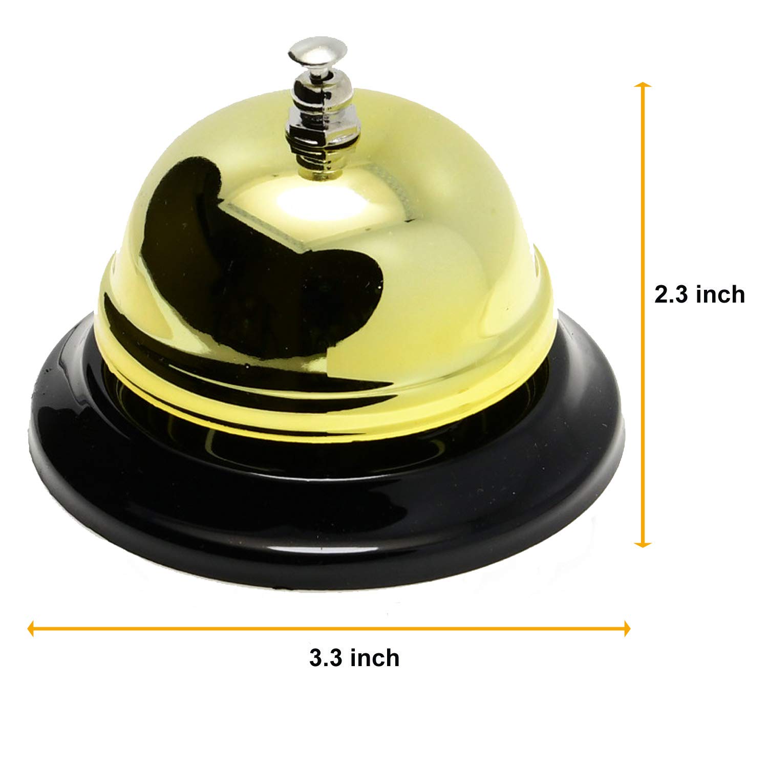 WEKOIL Call Bell Golden Desk Service Bell Customer Ding Bell for Restaurant Hotel Room Kitchen Party School Classroom Office Elderly Teachers Students Large Bright Bell 3.35 inch