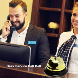 WEKOIL Call Bell Golden Desk Service Bell Customer Ding Bell for Restaurant Hotel Room Kitchen Party School Classroom Office Elderly Teachers Students Large Bright Bell 3.35 inch