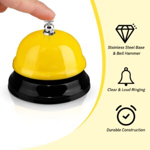 Hicarer 8 Pcs Game Call Bell Colorful Desk Bell Metal Ring Bell 3 Inch Diameter Hand Bells Bulk for Adults Service Bell for Desk Hotel Restaurant Office School Kitchen Bar Counter Supplies