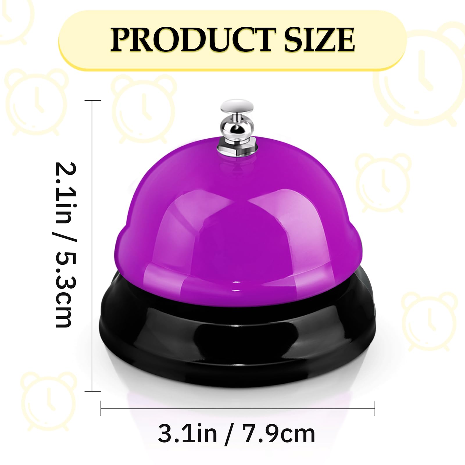 Hicarer 8 Pcs Game Call Bell Colorful Desk Bell Metal Ring Bell 3 Inch Diameter Hand Bells Bulk for Adults Service Bell for Desk Hotel Restaurant Office School Kitchen Bar Counter Supplies