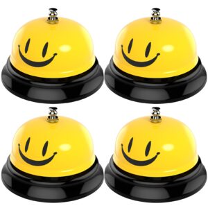 call bell, service bell dinner desk bell for the porter kitchen restaurant bar hotel schools (4 pack, yellow)