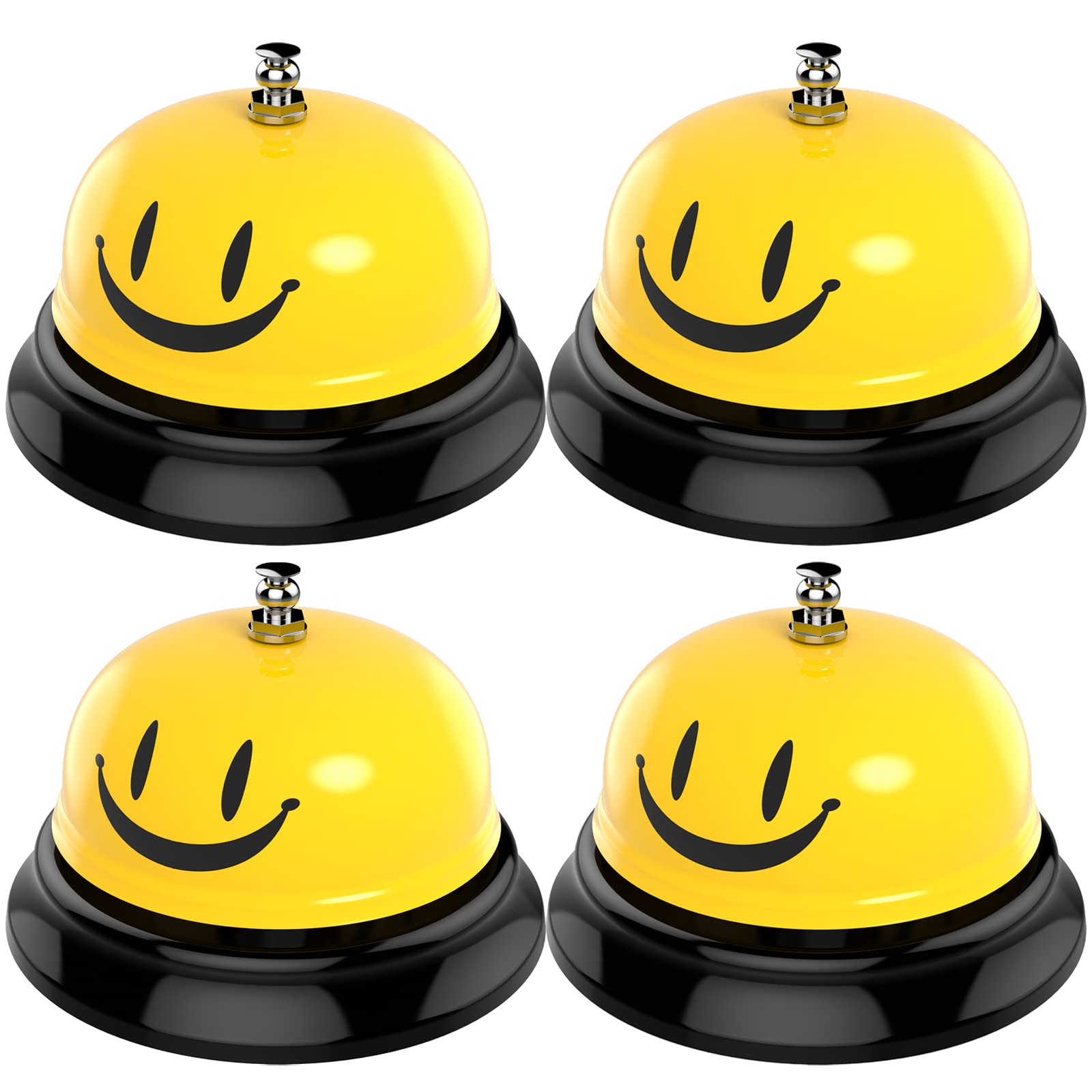 Call Bell, Service Bell Dinner Desk Bell for The Porter Kitchen Restaurant Bar Hotel Schools (4 Pack, Yellow)