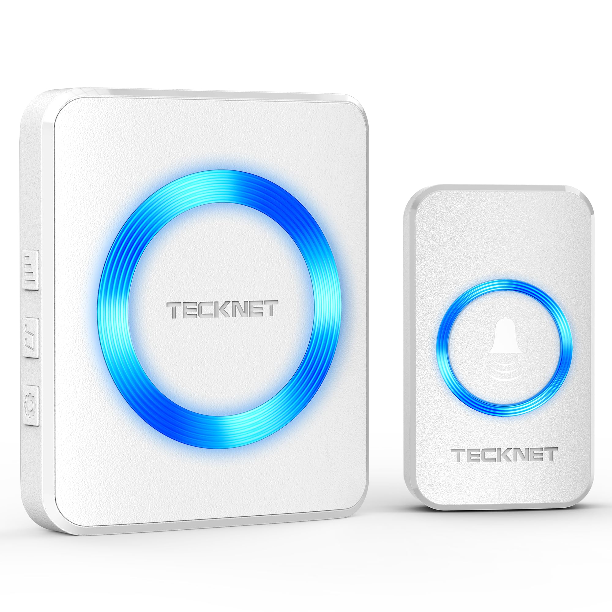 TECKNET Wireless Doorbell for Home, IP65 Waterproof Door Bell 1,300ft Range 110dB Plug in Doorbell Kit for Classroom Doorbell Battery Powered with 38 Chimes & 5 Volume Levels, LED Flashing (White)