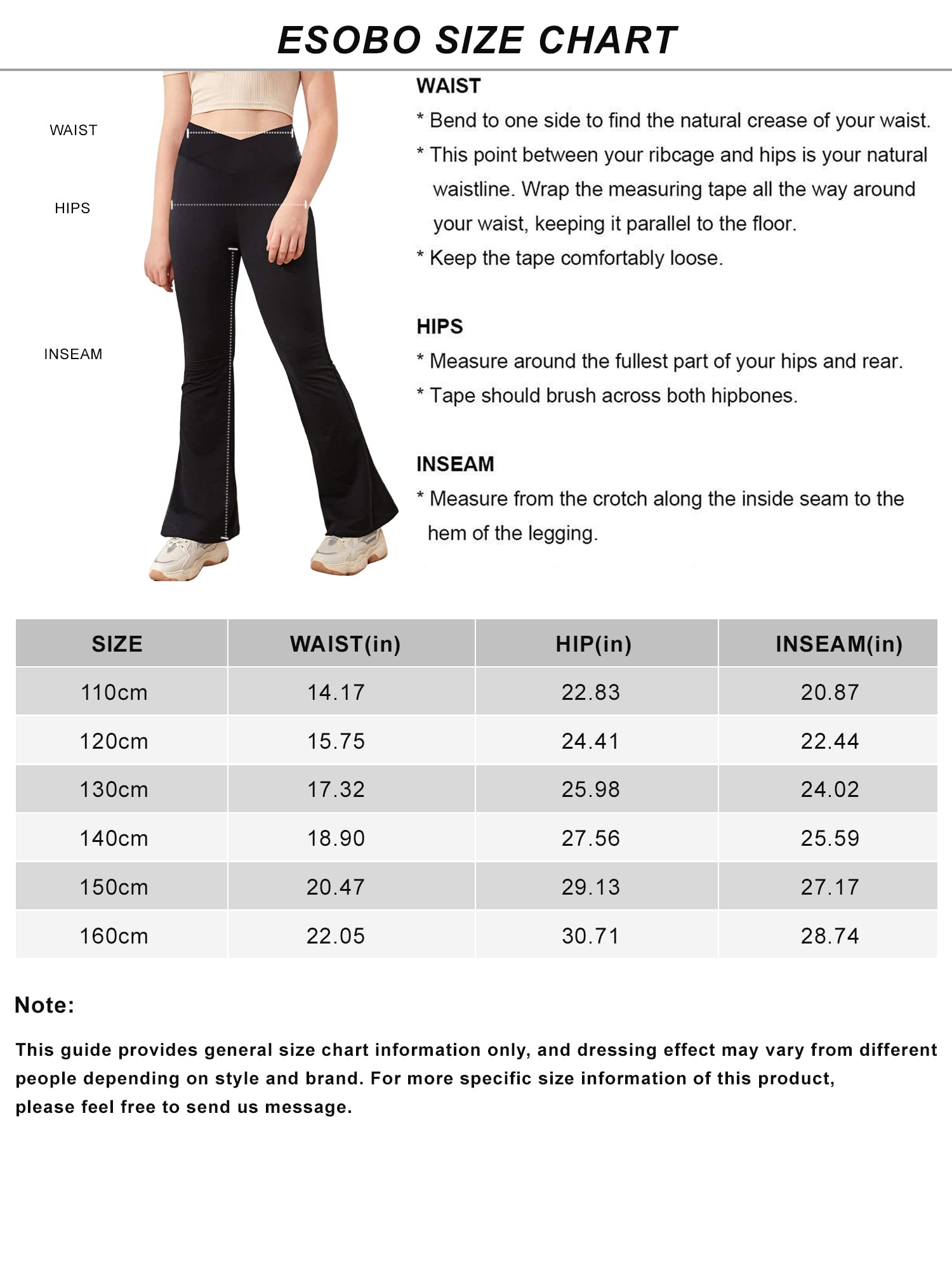 Girl's Leggings Cross High Waisted Flare Pants Yoga Bootcut Pants Solid Color Full Length Bell Bottoms 9-10 Years