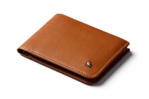 bellroy hide & seek wallet (slim leather bifold design, rfid protected, holds 5-12 cards, coin pouch, flat note section, hidden pocket) - caramel - rfid