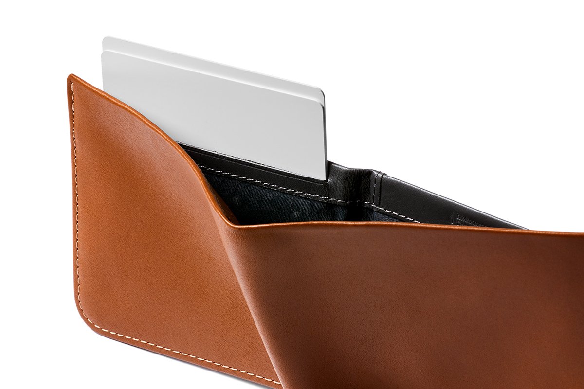 Bellroy Hide & Seek Wallet (Slim Leather Bifold Design, RFID Protected, Holds 5-12 Cards, Coin Pouch, Flat Note Section, Hidden Pocket) - Caramel - RFID