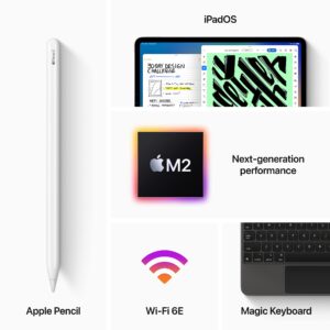 Apple iPad Pro 11-inch (4th generation): with M2 chip, Liquid Retina display, 2TB, Wi-Fi 6E, 12MP front/12MP and 10MP back cameras, Face ID, all-day battery life – Silver