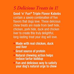 Good'n'Fun Triple Flavor Kabobs 48 Ounce, Rawhide Snack for All Dogs