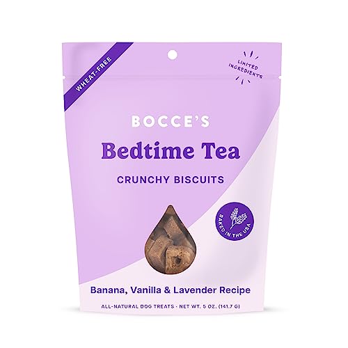 Bocce's Bakery Oven Baked Bedtime Tea Treats for Dogs, Wheat-Free Everyday Dog Treats, Made with Real Ingredients, Baked in The USA, All-Natural Biscuits, Banana, Vanilla, & Lavender, 5 oz