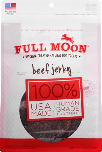 Full Moon Beef Jerky Healthy All Natural Dog Treats Human Grade Made in USA Grain Free 11 oz