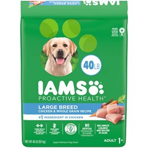 iams adult high protein large breed dry dog food with real chicken, 40 lb. bag