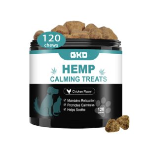 hemp calming chews for dogs, dog calming treats anxiety relief 100% golden ratio of natural ingredients calming dog treats, aid with separation, barking, stress relief, thunderstorms