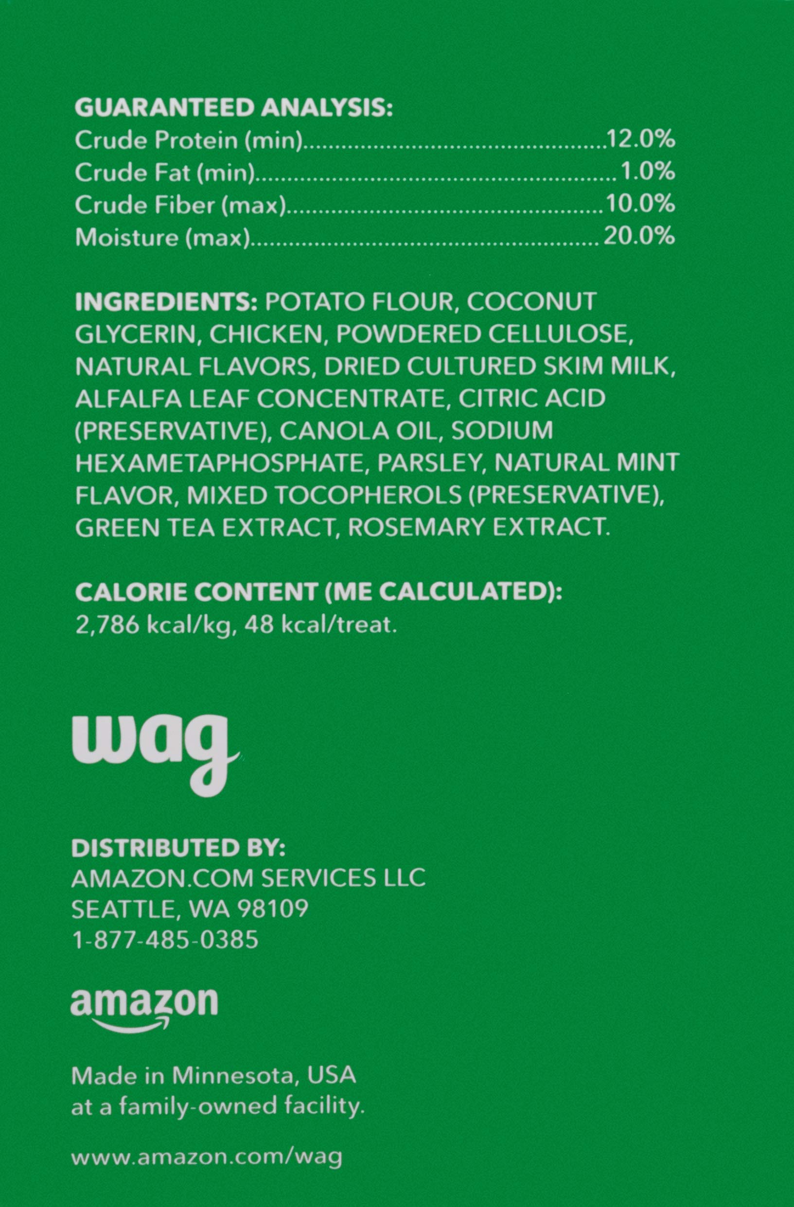 Amazon Brand - Wag Dental Dog Treats to Help Clean Teeth & Freshen Breath - Small, Unflavored, 2.25 pounds, 60 Count (Pack of 1)