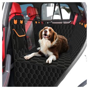 bikaeik dog car seat cover for back seat,waterproof with mesh window and storage pocket,durable scratchproof nonslip rear dog car hammock with universal size fits for car/truck/suv