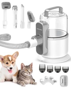 simple way pet grooming vacuum, 6 in 1 dog grooming kit with 3 suction mode and large capacity dust cup, dog vacuum for shedding grooming and pet vacuum for dog hair at home (white)