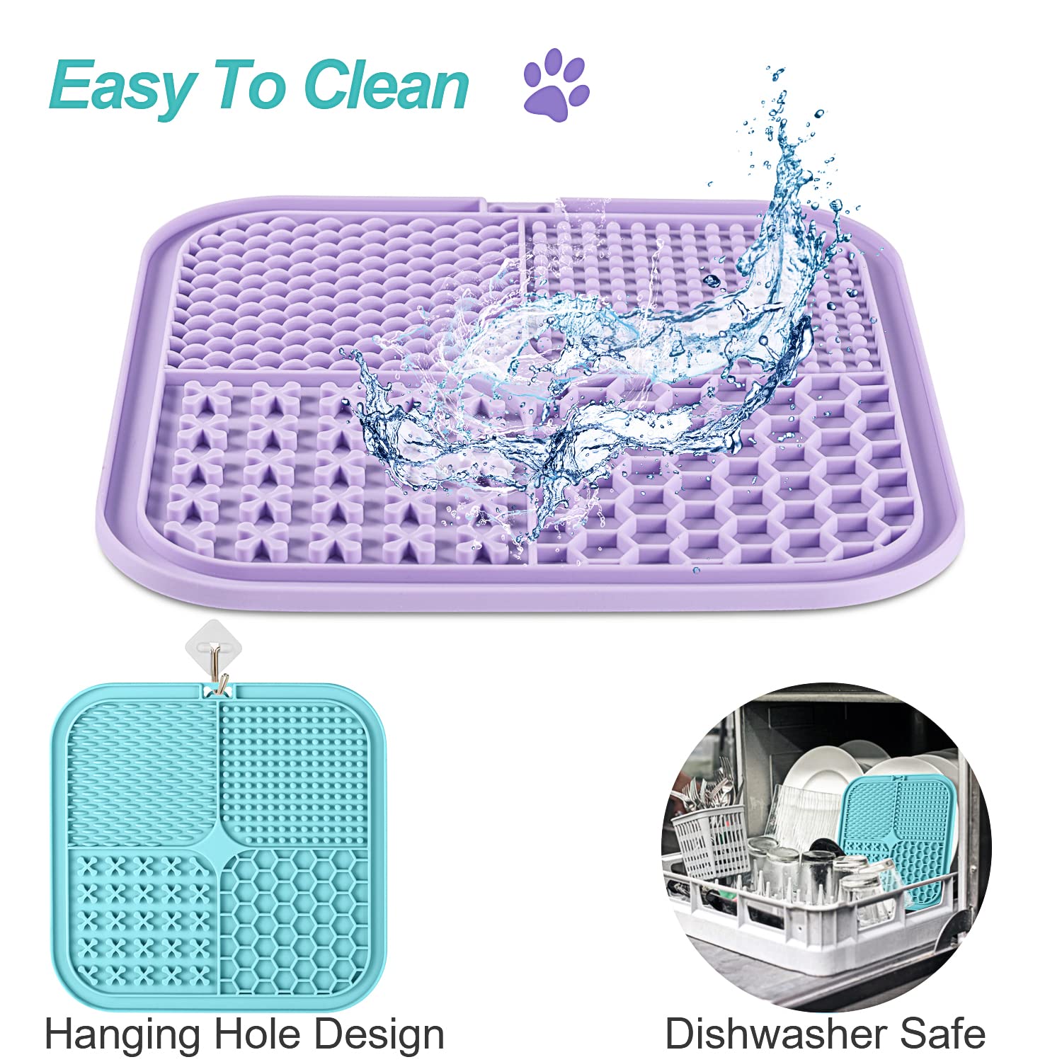 LUKITO Lick Mat for Dogs & Cats 2 Pack with Suction Cups, Dog Lick Mat for Anxiety Relief, Dog Toys to Keep Them Busy, Peanut Butter Licking Pad for Boredom Reducer, Perfect for Bathing Grooming