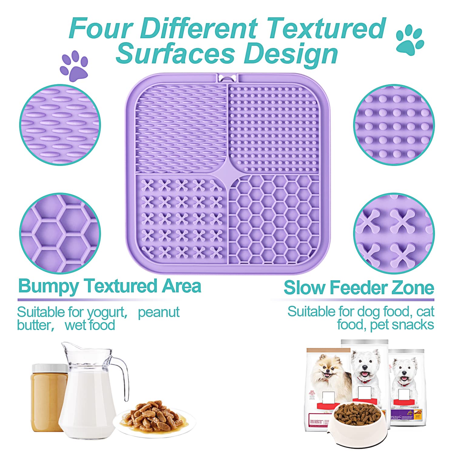 LUKITO Lick Mat for Dogs & Cats 2 Pack with Suction Cups, Dog Lick Mat for Anxiety Relief, Dog Toys to Keep Them Busy, Peanut Butter Licking Pad for Boredom Reducer, Perfect for Bathing Grooming