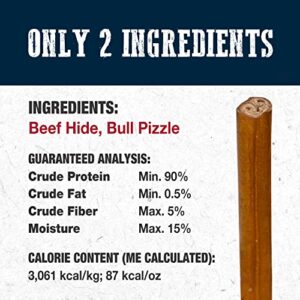 Cadet Bully Hide Sticks for Small, Medium and Large Dogs – All-Natural Beef Pizzle, High Protein, Low Fat, Long-Lasting, Grain & Rawhide-Free Dog Chews for Aggressive Chewers, Large (7 Count)