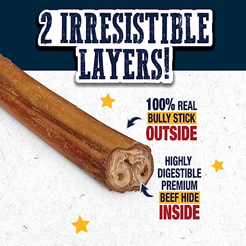 Cadet Bully Hide Sticks for Small, Medium and Large Dogs – All-Natural Beef Pizzle, High Protein, Low Fat, Long-Lasting, Grain & Rawhide-Free Dog Chews for Aggressive Chewers, Large (7 Count)