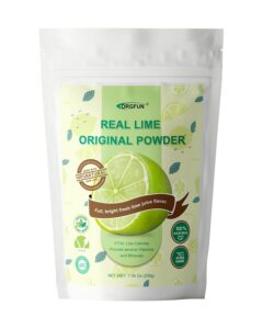 orgfun original lime powder, whole lime juice freeze dried powder, fresh squeezed lime juice prefer for cocktails, drinks, smoothies, and cooking 7.06 oz