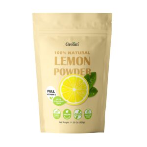 grelim lemon powder 11.30 oz, 100% lemon juice freeze dried powder, filler free, gluten-free, rich in natural vitamin c fresh squeezed lemon flavor great for beverages, smoothies 320g