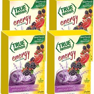 True Lemon (Energy Drinks) Wild Blackberry Pomegranate, Instant Powdered Drink Mix, 6 Count (Pack of 4)