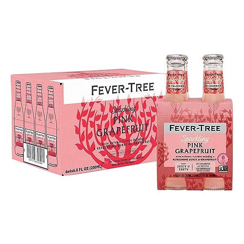 Fever Tree Sparkling Pink Grapefruit - Premium Mixer - Refreshing Beverage for Cocktails & Mocktails. Naturally Sourced Ingredients, No Artificial Sweeteners or Colors - 200 ML Bottles - Pack of 24