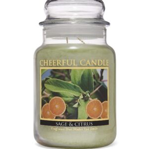 A Cheerful Giver - Sage & Citrus Scented Glass Jar Candle (24 oz) with Lid & True to Life Fragrance Made in USA