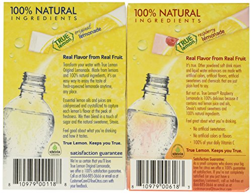 100% Natural True Lemonade & True Raspberry Lemonade, 1.06 Oz/Each, 10 Ct (Pack of 4)