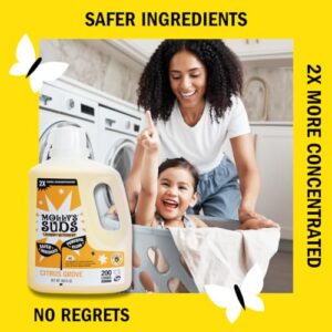 Molly's Suds Liquid Laundry Detergent | Natural Laundry Detergent Soap for Sensitive Skin | 2x Concentrated, High Efficiency (HE) | Citrus Grove - 100 Loads